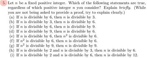 Solved 5 Let N Be A Fixed Positive Integer Which Of The