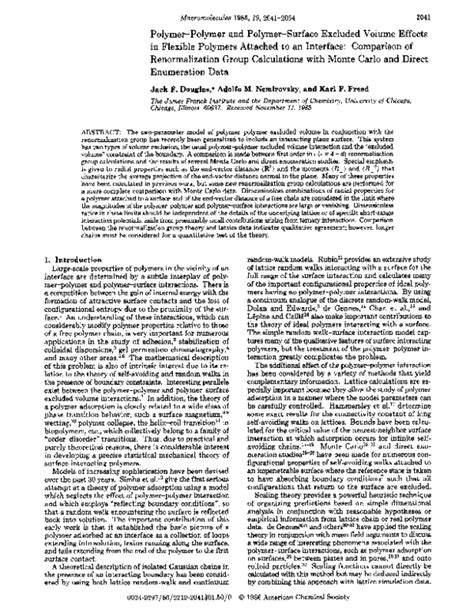 Pdf Excluded Volume Effects In Flexible Polymers