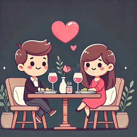 Adorable Couple Dining In Warm Ambiance Stock Illustration Illustration Of Intimate Smile
