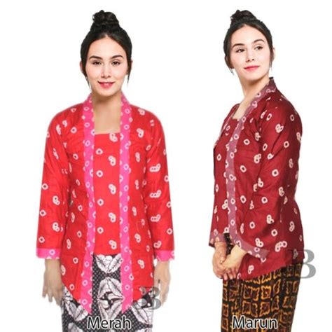 Jual Kebaya Kutubaru Motif Jumputan Merah Ld 140 Kab Bantul