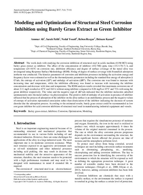 Pdf Corrosion Inhibition Of Mild Steel By Laurus Nobilis Leaves