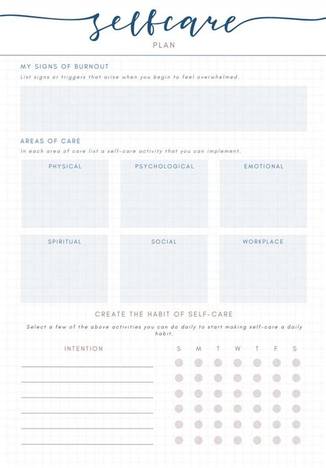 The Self Care Planner Worksheet Habit Tracking Self Care Journal