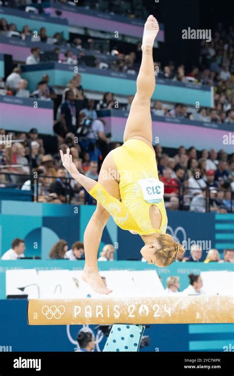 August 01 2024 Flavia Saraiva Of Brazil Performs On Beam In The Women