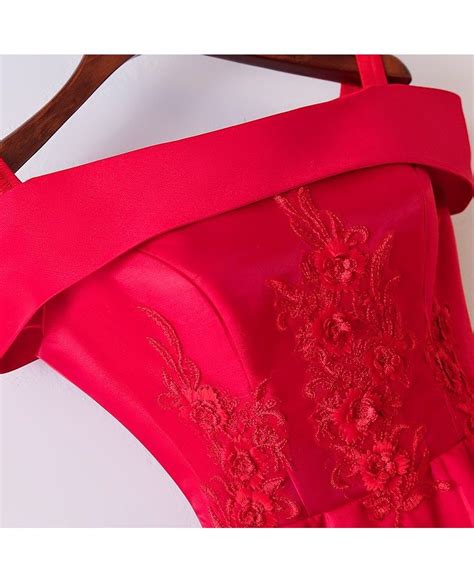 Gorgeous Burgundy Satin Off Shoulder Long Party Dress For Formal MYX GemGrace