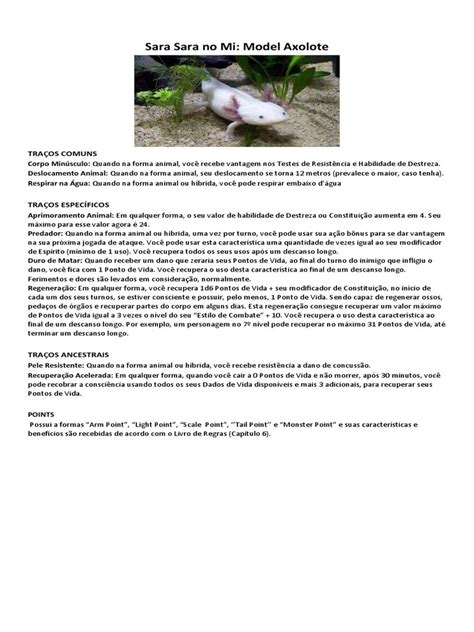 Sara Sara No Mi Model Axolote Pdf Regeneração Biologia Vida
