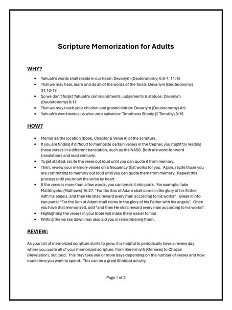 Scripture Memorization For Adults Pdf Chapters And Verses Of The Bible Bible