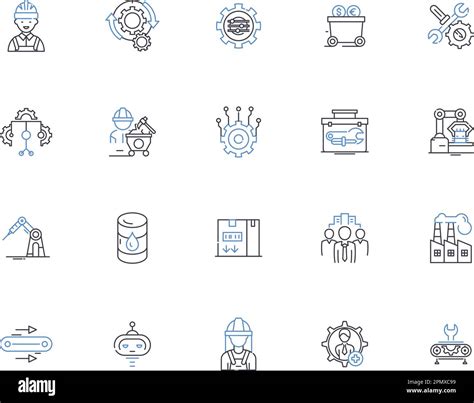 Industrial Outline Icons Collection Industry Production