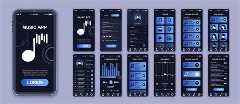 premium vector music mobile app interface screens template set