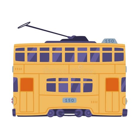 Chinese Tram Or Streetcar As Train Running On Tramway Track On Public