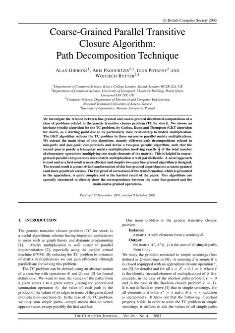 Pdf Coarse Grained Parallel Transitive Closure Algorithm Path