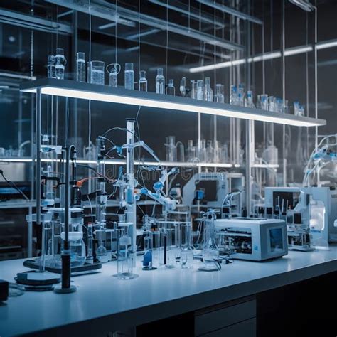 High Tech Biology Lab With Dna Analysis Molecular Models 3d Printers