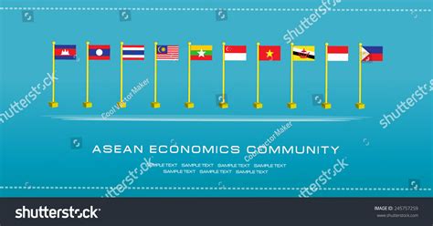 Asean Flag Illustration Background Aec Afta Stock Vector Royalty Free 245757259
