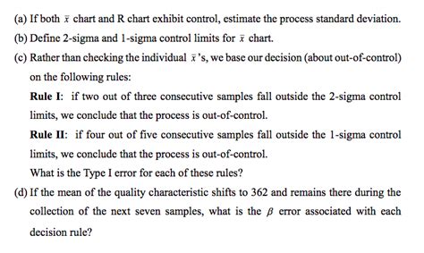 Solved Problem Consider The X Chart And R Chart We Use Chegg
