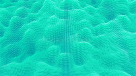 Abstract Turquoise Motion Of Waving Dots Texture With Glowing Defocused Particles Animation