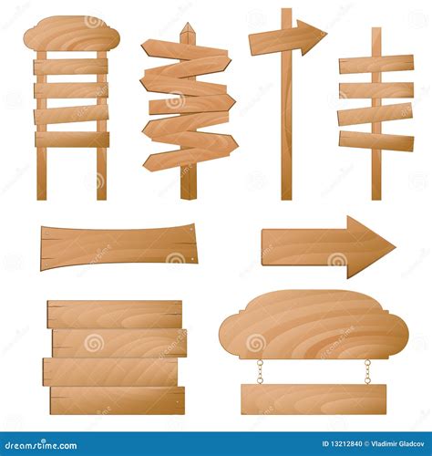 Set Of Vector Wooden Sign Posts Isolated On White
