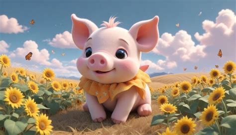 Cute Piglet With Yellow Collar Premium Ai Generated Image