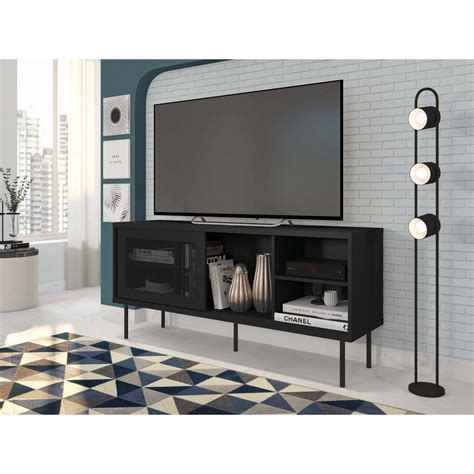 Rack Para Tv Até 55 Polegadas Industrial 136cm Em Bp Porta Telada Multiverso Madeiramadeira