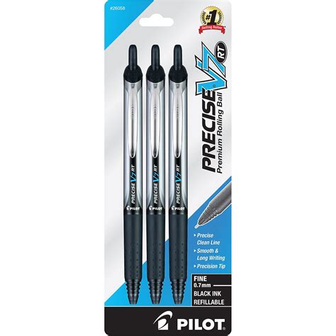Pilot Precise V7 RT Refillable Rolling Ball Pens Fine Point Black