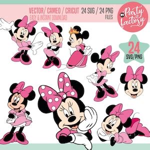 24 Pink Minnie Mouse SVG Cliparts 24 PNG Cliparts Bow Dot Bow Daisy