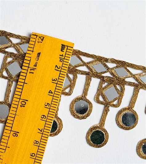 Gold Mirror Work Border Lace Trimss India