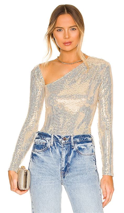 Astr The Label Della Bodysuit In Gold Revolve