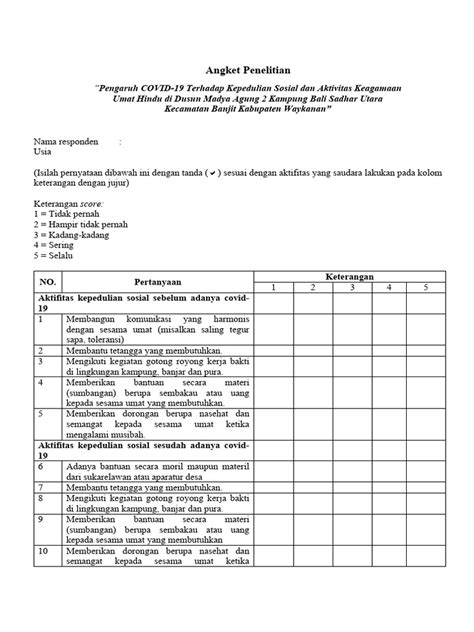 Angket Penelitian Pdf