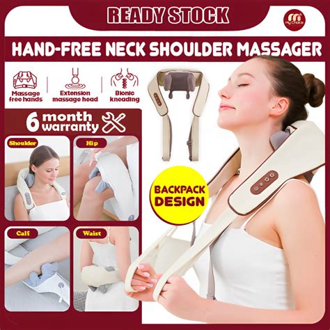 Multi Angle Neck Shoulder Massager Wireless Mesin Urut Hands Free Clamp Kneading Muscle Relax