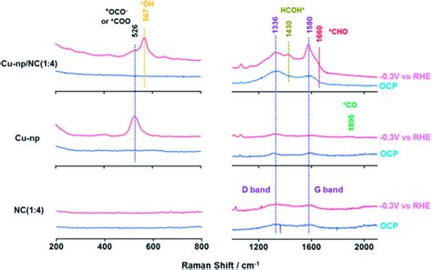 The In Situ Surface Enhanced Raman Spectra Over Cu Np Cu Np Nc 1 4