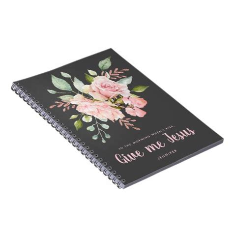 Give Me Jesus Pink Roses Personalized Devotional Notebook Zazzle