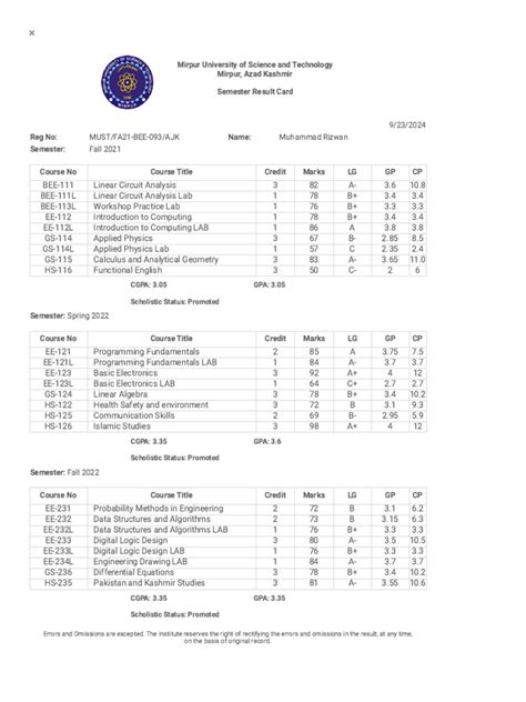 Student Result Card Pdf