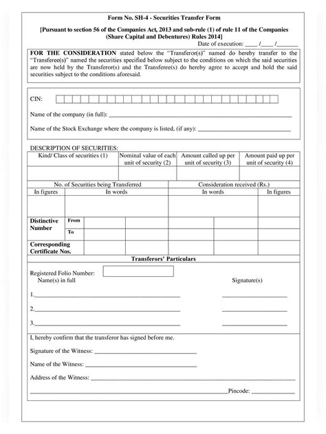 Share Transfer Form PDF InstaPDF
