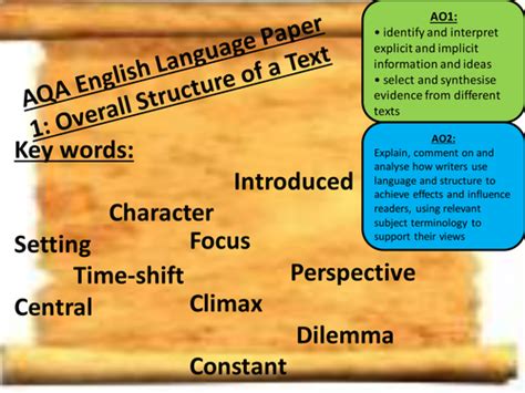 Aqa English Language Paper 1 Question 3 Structure Of A Whole Text Teaching Resources