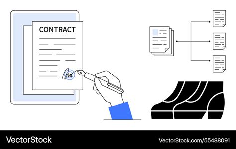 contract signing and document workflow with graph vector image