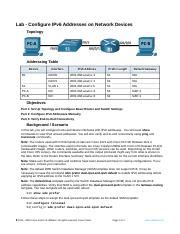 12 9 2 Lab Configure IPv6 Addresses On Network Devices Docx Lab Configure IPv6 Addresses
