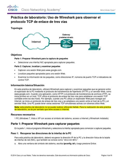 Using Wireshark To Observe The Tcp 3 Way Handshakedocx