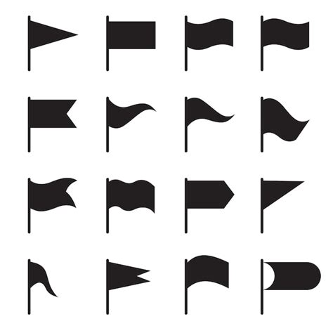 Premium Vector Flag Silhouette Set