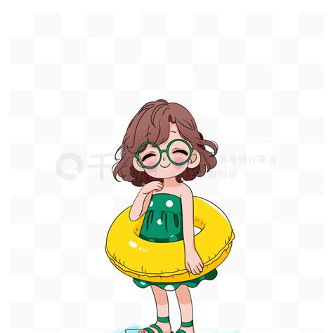 简笔画免抠元素 游泳圈女孩卡通手绘彩绘插画简笔画 素材免费下载 3072像素 Psd格式 编号50441513 千图网