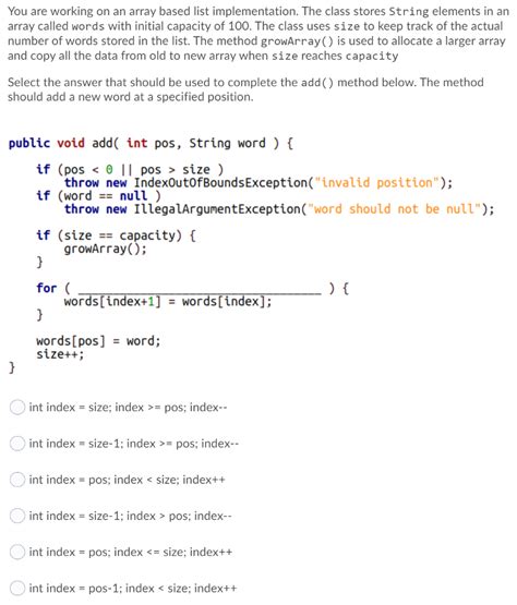 Solved You Are Working On An Array Based List Chegg Com