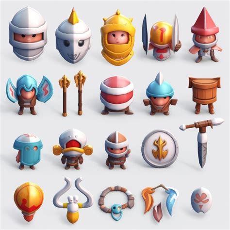 Premium Photo A Collection Of Cartoon Characters Including Knights
