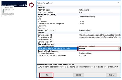 configuring pscad v5 whether to share licensing with older versions