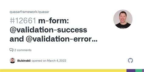 m form validation success and validation error are not triggered