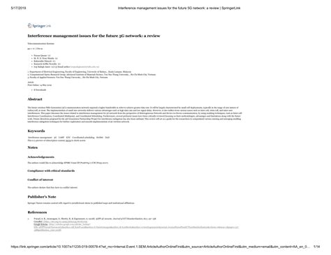 Pdf Interference Management Issues For The Future 5g Network A Review