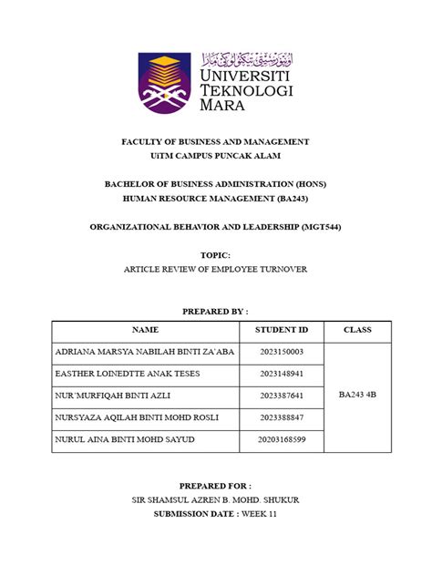 organizational behaviour group assignment report pdf employee