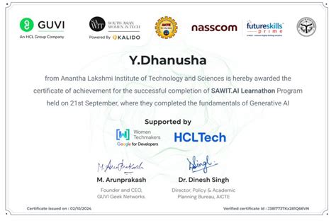 Yekkala Dhanusha On Linkedin 👩‍🎓honored To Have Completed The Sawitai