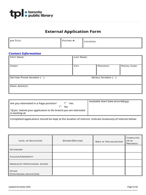 External Application Form Pdf
