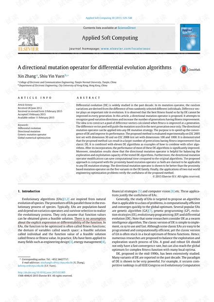 改进差分进化算法的定向变异操作 Csdn文库