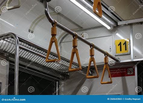 The Hand Handle Or Handgrips Or Handrails Of Commuter Line Passengers