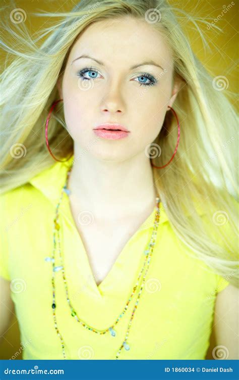 Cute Blond One Stock Photo Image Of Lashes Shirt Lips 1860034