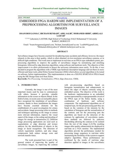Pdf Embedded Fpga Hardware Implementation Of A Preprocessing