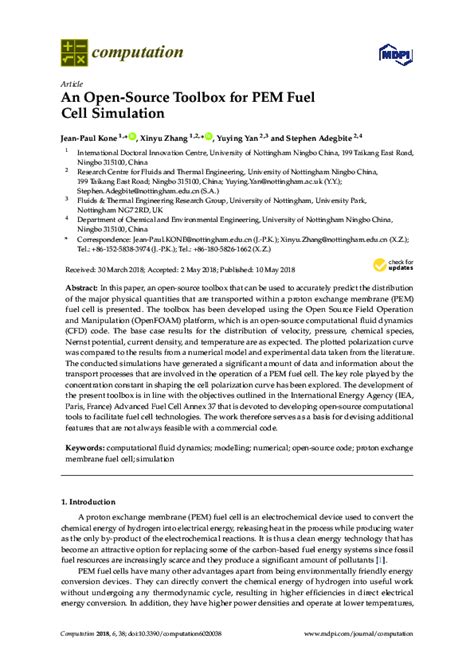 Pdf An Open Source Toolbox For Pem Fuel Cell Simulation